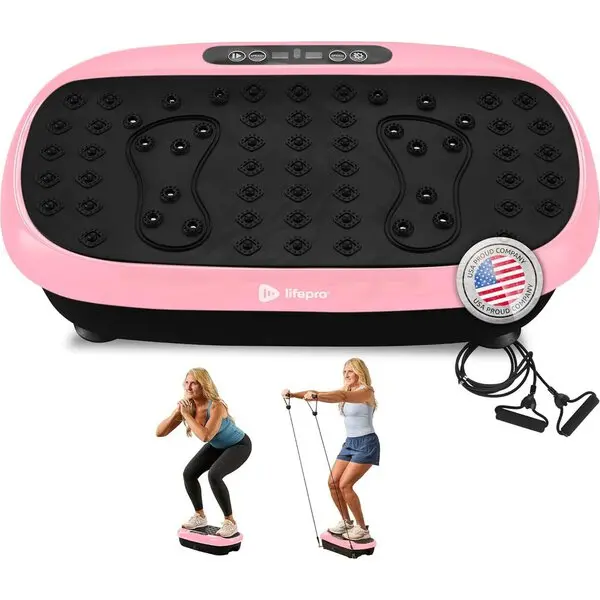 LIFEPRO Hexaplate Lite Vibration Plate Exercise Machine Full Body Recovery And Muscle Toning - Pink