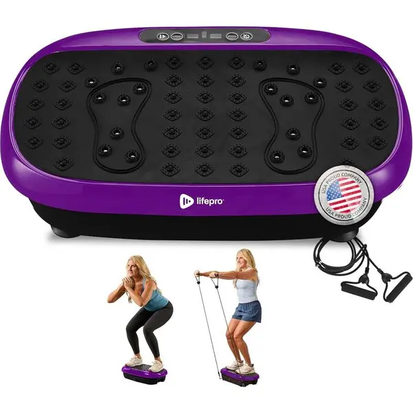 LIFEPRO Hexaplate Lite Vibration Plate Exercise Machine Full Body Recovery And Muscle Toning - Purple