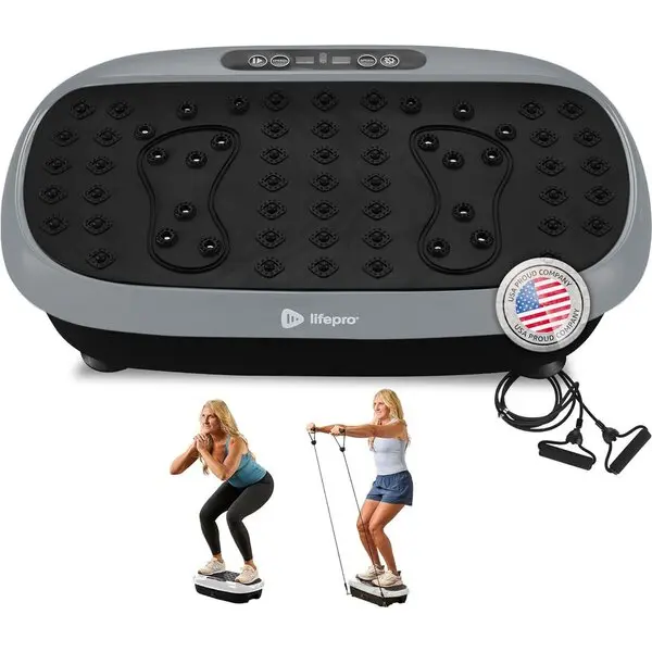LIFEPRO Hexaplate Lite Vibration Plate Exercise Machine Full Body Recovery And Muscle Toning - Silver