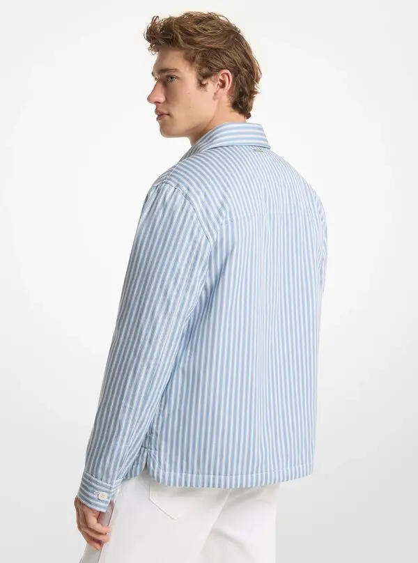 Michael Kors Striped Cotton Poplin Shirt Jacket In Size By