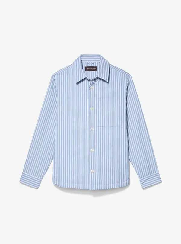 Michael Kors Striped Cotton Poplin Shirt Jacket In Size By