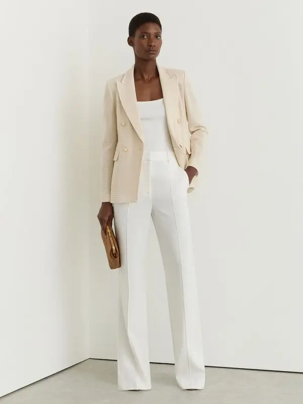 REISS Wide-leg Seam-detail Trousers - Ivory