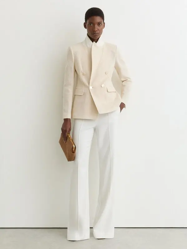 REISS Wide-leg Seam-detail Trousers - Ivory