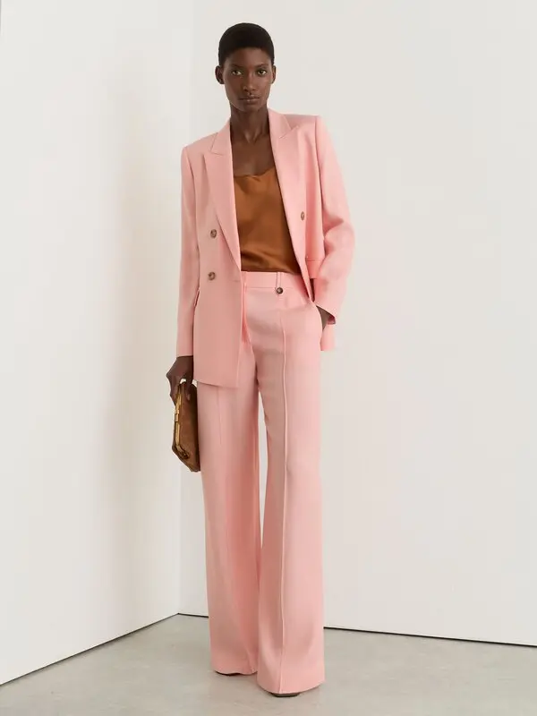 REISS Magda Petite Wide-leg Suit Trousers - Pink
