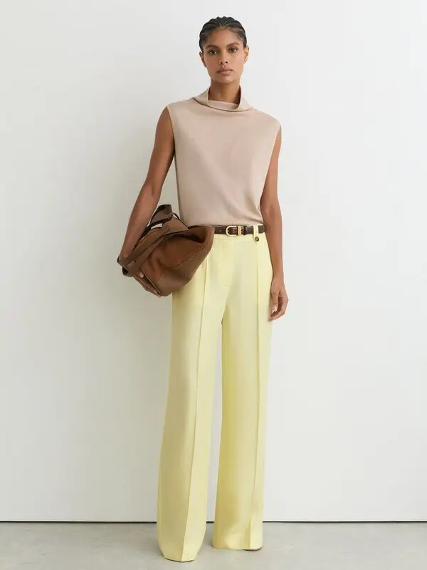 REISS Magda Petite Wide-leg Suit Trousers - Yellow