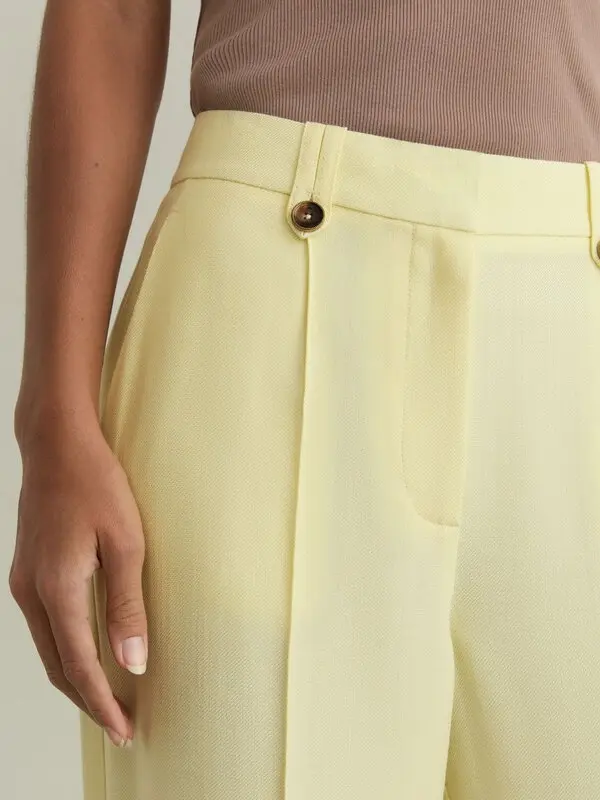 REISS Magda Petite Wide-leg Suit Trousers - Yellow