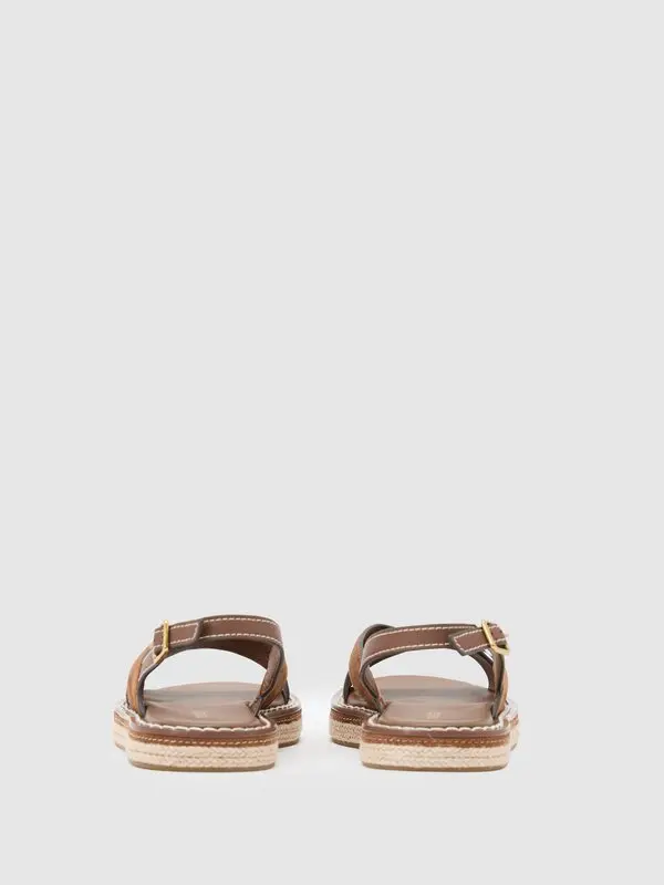 REISS Rhia Suede Flat Sandals With Contrast Stitching