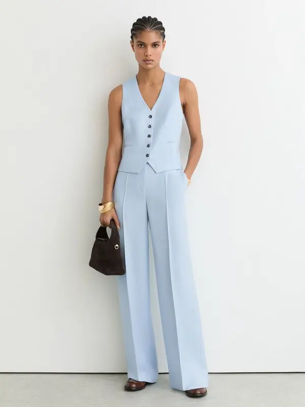REISS Button-through Tailored Waistcoat - Blue