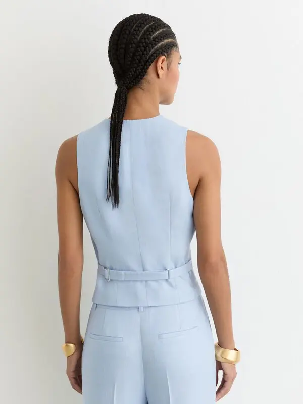 REISS Button-through Tailored Waistcoat - Blue