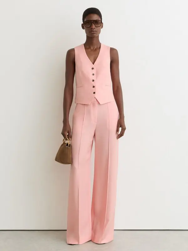 REISS Magda Button-through Tailored Waistcoat - Pink