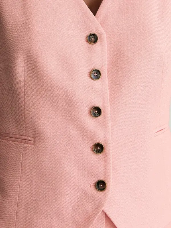 REISS Magda Button-through Tailored Waistcoat - Pink