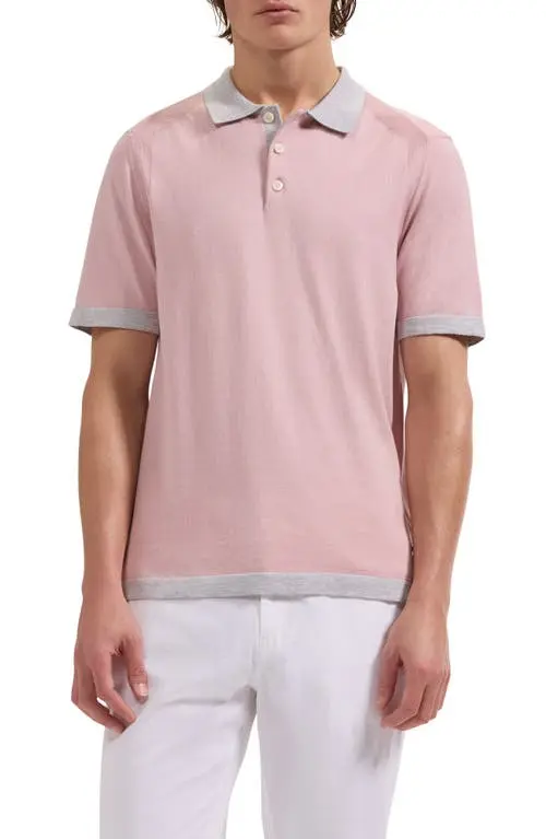 Bugatchi Cotton Blend Polo Sweater - Dusty Pink
