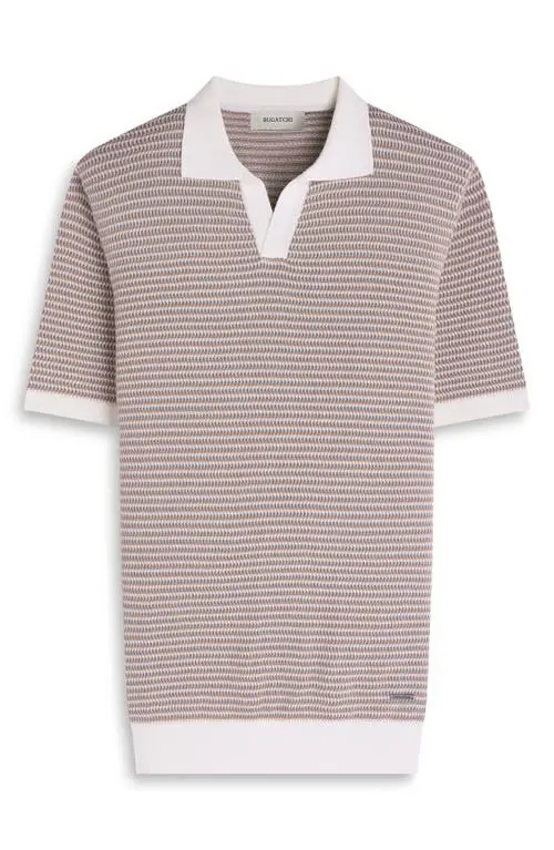 Bugatchi Striped Johnny Collar Sweater - Camel