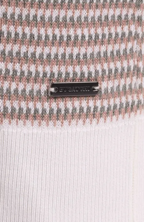 Bugatchi Striped Johnny Collar Sweater - Camel