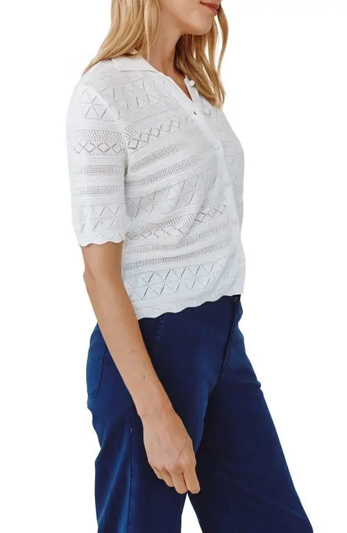 Bella Dahl Stitch Short Sleeve Shirt - Ecru Ivory