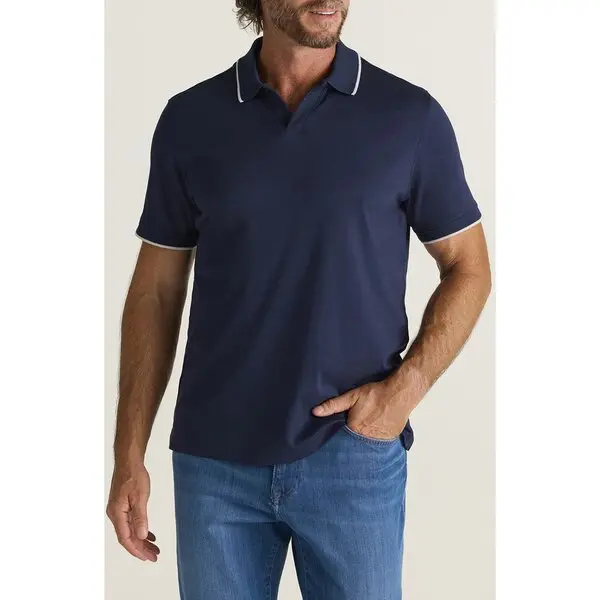 34 Heritage Riviera Tipped Pima Cotton Polo - Navy