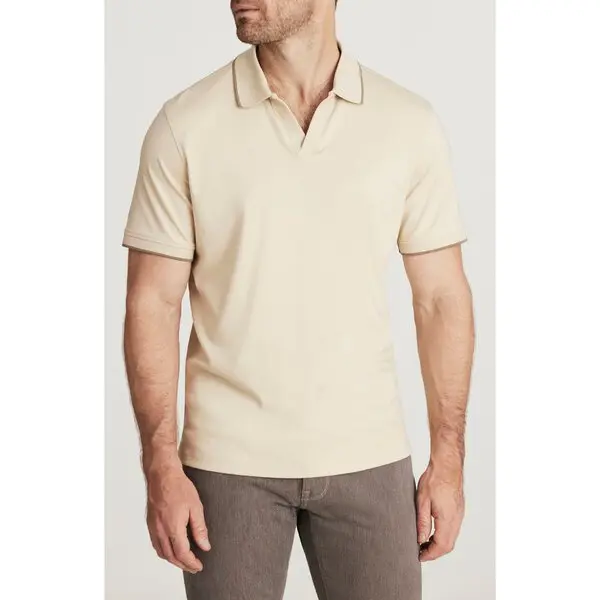 34 Heritage Riviera Tipped Pima Cotton Polo - Castle Wall