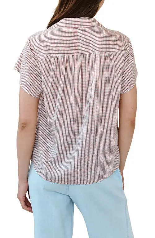 Bella Dahl Check Shirred Short Sleeve Button-up Shirt