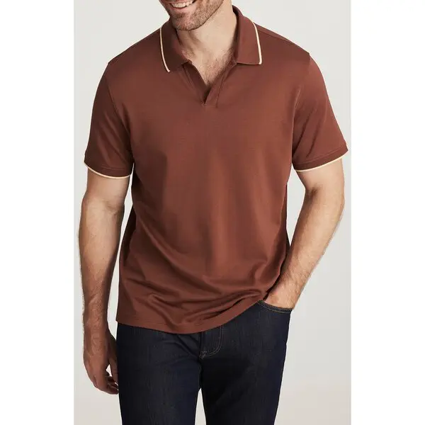 34 Heritage Riviera Tipped Pima Cotton Polo - Cappuccino