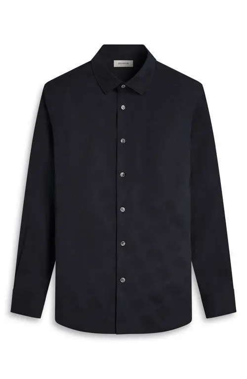 Bugatchi Julian Shaped Fit Stretch Cotton Jacquard Button-up Shirt - Black