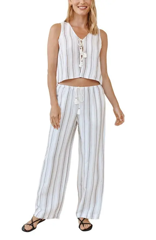 Bella Dahl Beach Stripe Linen Blend Drawstring Pants