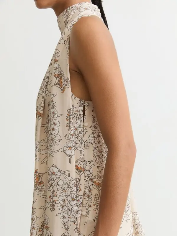 REISS Floral-print Scarf-neck Top