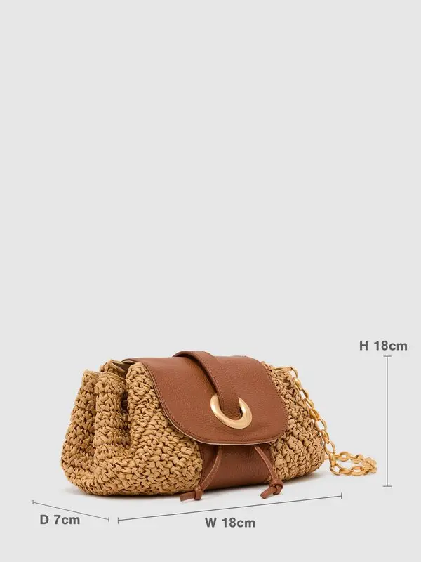 REISS Raffia-effect And Leather Shoulder Bag