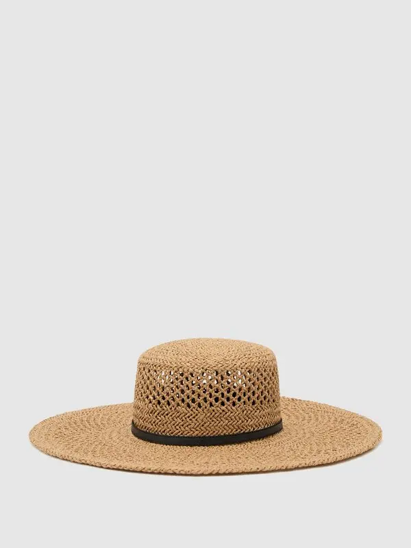 REISS Astrid Straw-effect Hat With Trim