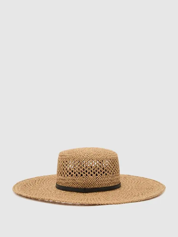REISS Astrid Straw-effect Hat With Trim