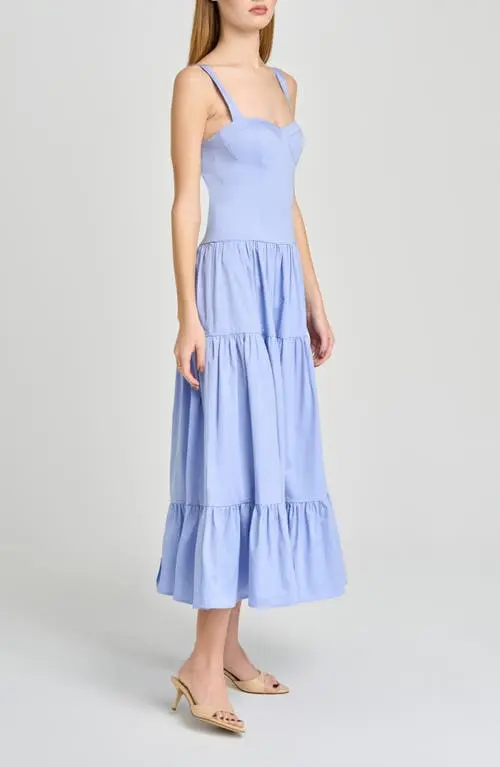 WAYF Melinda Sweetheart Neck Midi Dress - Blue
