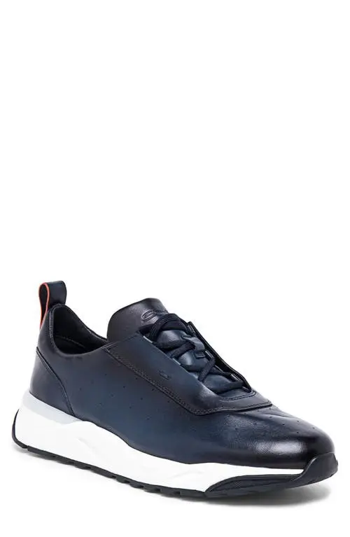 Santoni Leather Lace-up Sneaker - Blue