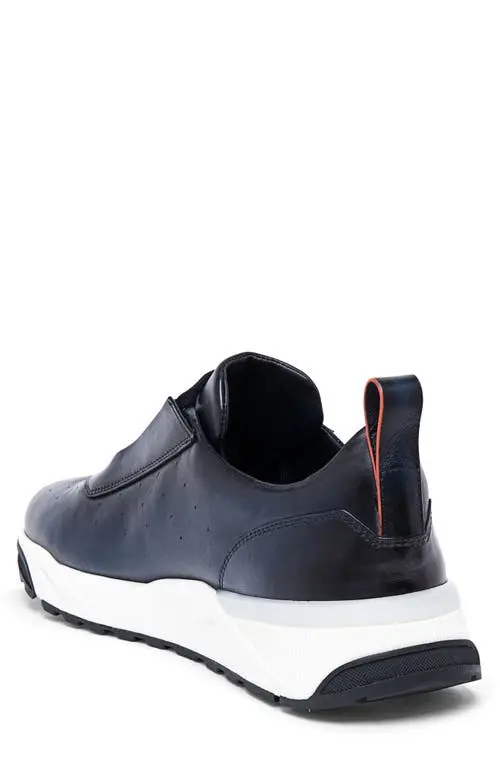 Santoni Leather Lace-up Sneaker - Blue