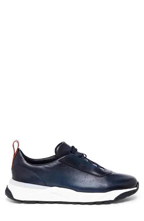 Santoni Leather Lace-up Sneaker - Blue