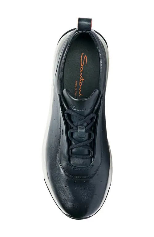 Santoni Leather Lace-up Sneaker - Blue