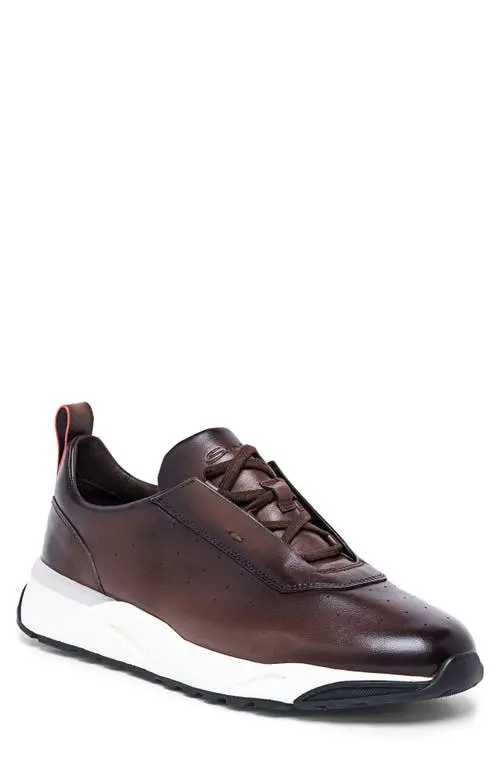 Santoni Leather Lace-up Sneaker - Dark Brown