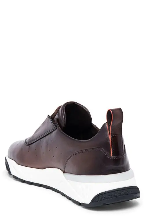 Santoni Leather Lace-up Sneaker - Dark Brown