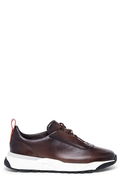 Santoni Leather Lace-up Sneaker - Dark Brown