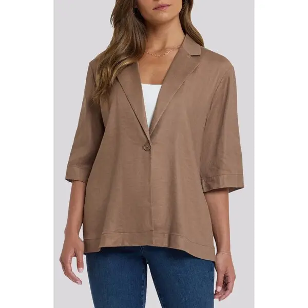 NYDJ Linen-blend Elbow-sleeve Blazer