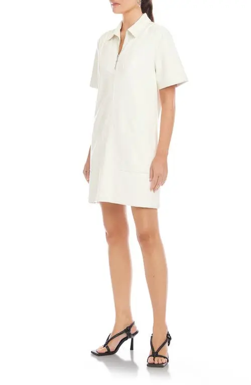 Fifteen Twenty Faux Leather Half Zip Shift Dress