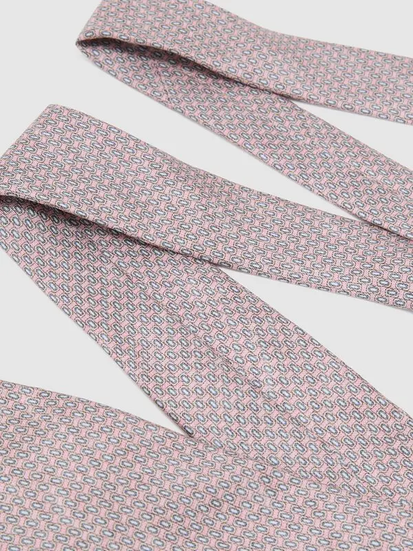 REISS Emilio Silk Micro Geometric-print Tie
