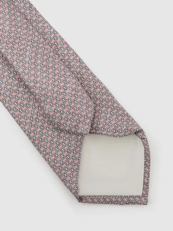 REISS Emilio Silk Micro Geometric-print Tie