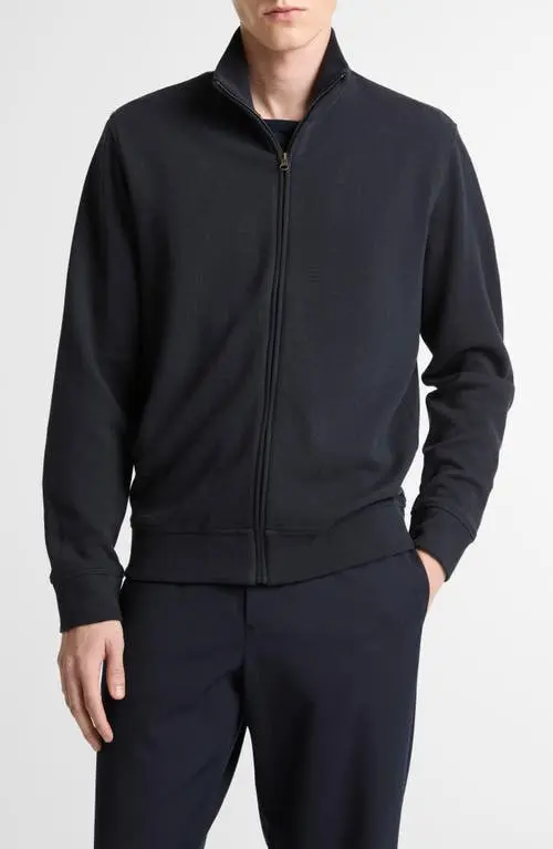 Vince Pique Zip Jacket - Coastal/med Heather Grey