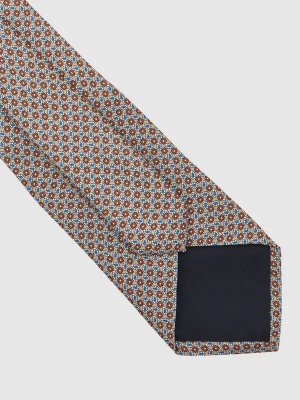 REISS Cenzo Silk Micro Paisley-print Tie - Camel Brown