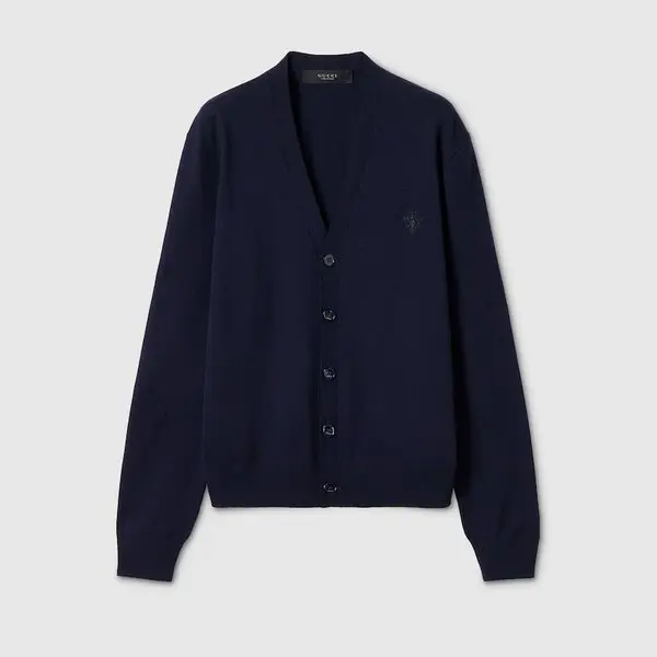 Gucci Knit Wool Cardigan With Embroidery
