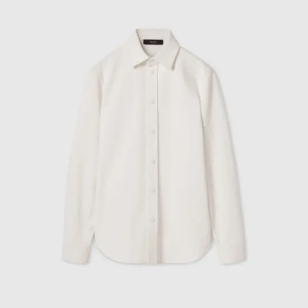 Gucci Gg Cotton Denim Jacquard Shirt - White