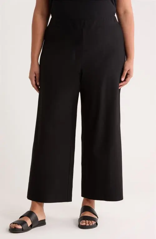 Eileen Fisher Ankle Wide Leg Stretch Pants - Black