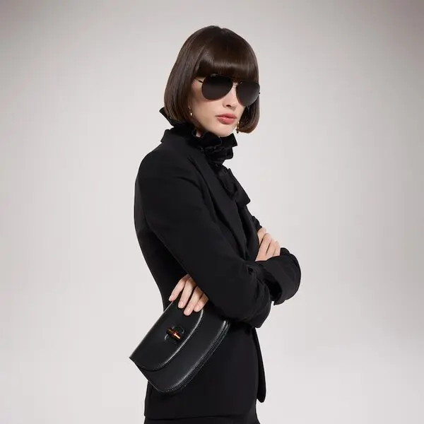 Gucci Bamboo 1947 Leather Clutch - Black