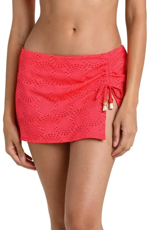 La Blanca Eyelet Swim Skirt - Guava