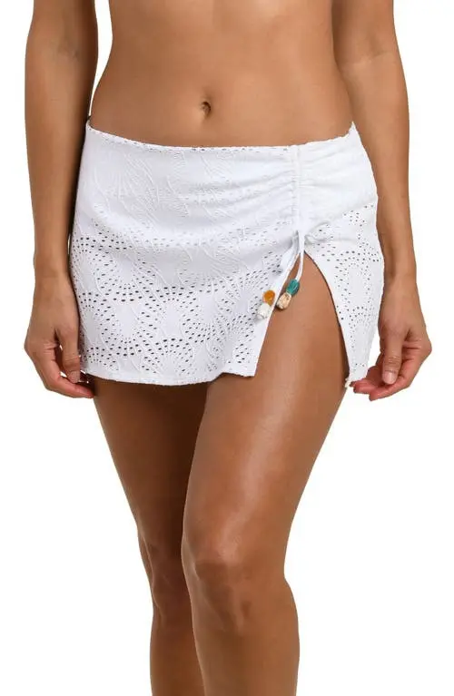 La Blanca Eyelet Swim Skirt - White