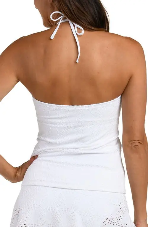 La Blanca Shellbound Eyelet Bandeau Tankini Top - White